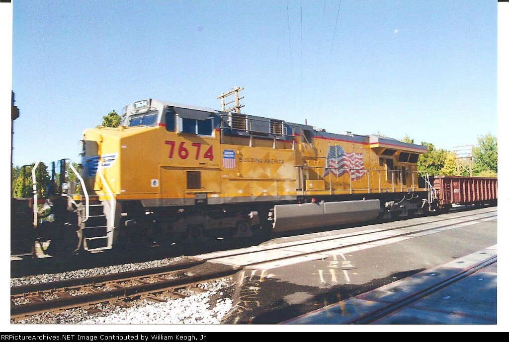 UP 7674 is the second unit on a west bound Frieght on Gentile Rd